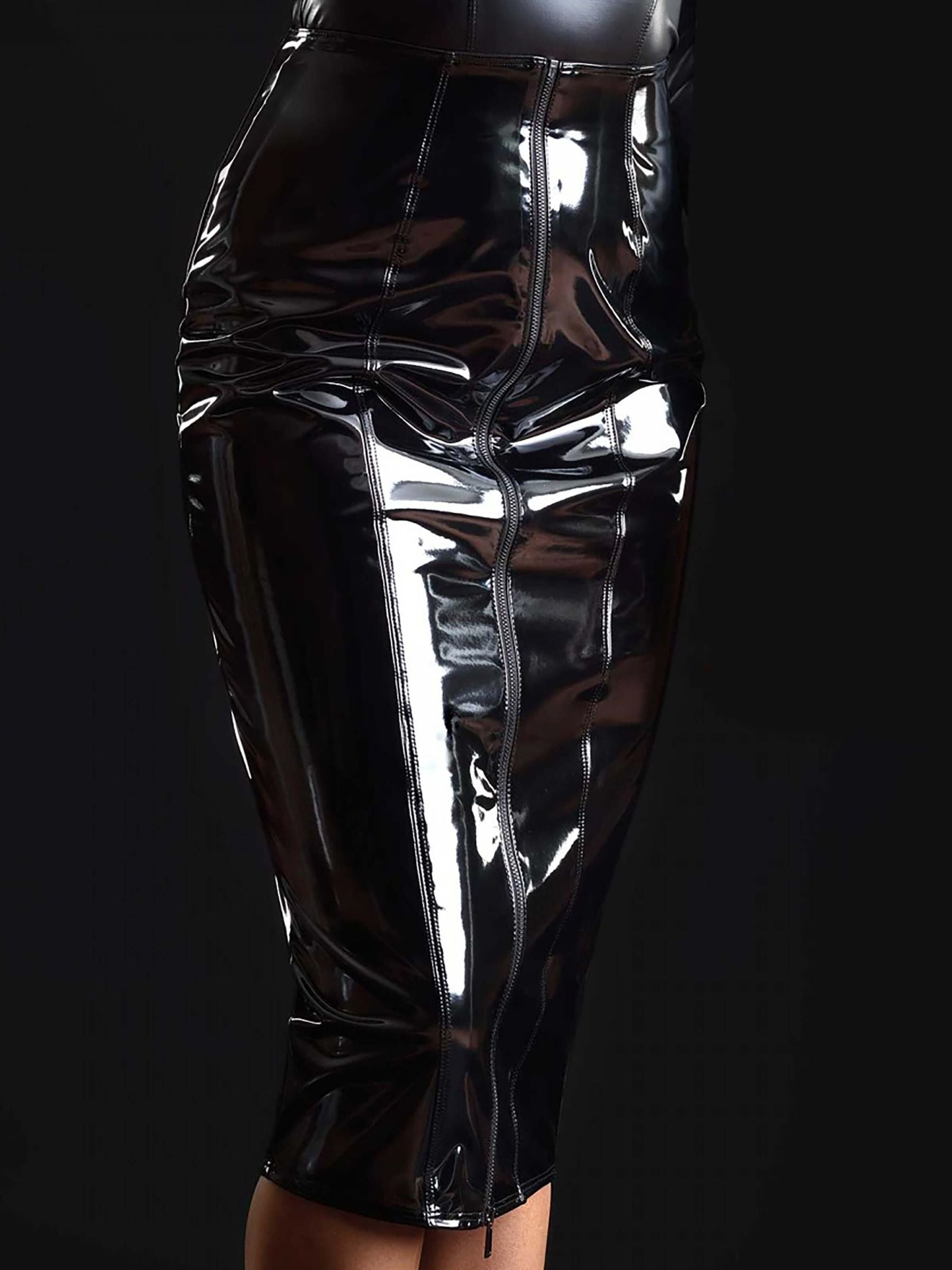 Damen Knielanger Lackrock | Styleplanet