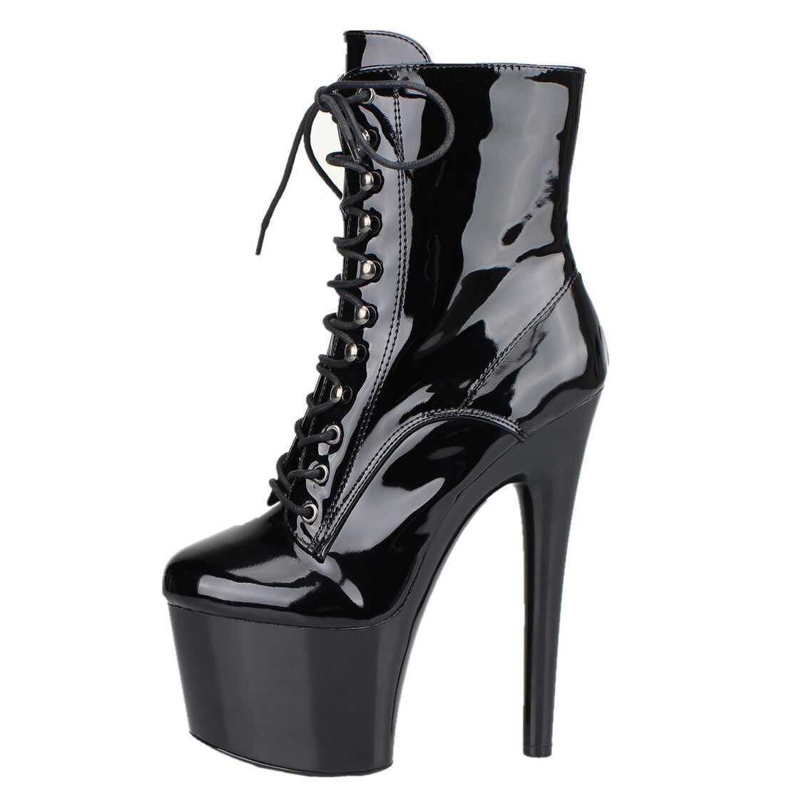 Black patent leather boots, black